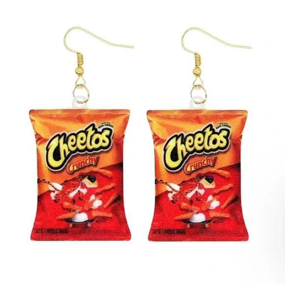 Jewelry | 52 Cheetos Snack Chip Bag Funny Dangle Earrings Acrylic ...
